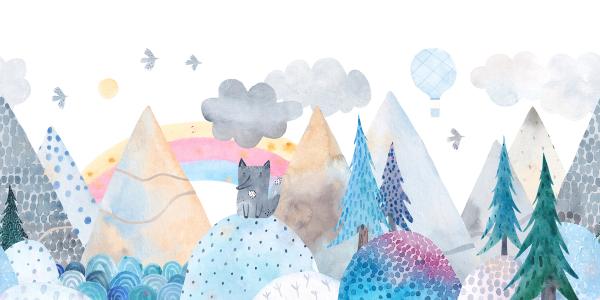 Baby Wolf Forest wallpaper mural 100% PVC-free and non-toxic