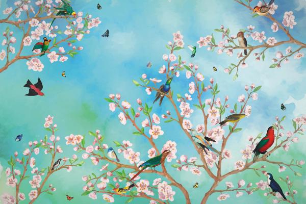 Sweet Tweet wallpaper mural 100% PVC-free and non-toxic