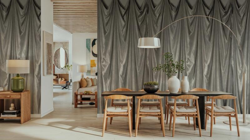 Medici Drapes, Oyster wallpaper mural 100% PVC-free and non-toxic