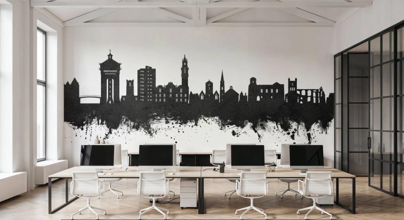 Colchester England Skyline Black & White fototapete 100 % brez PVC in ...