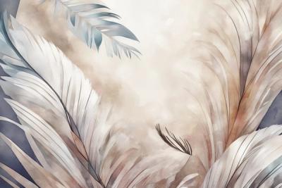 Feathers Magic Brown wallpaper mural 100% PVC-free and non-toxic