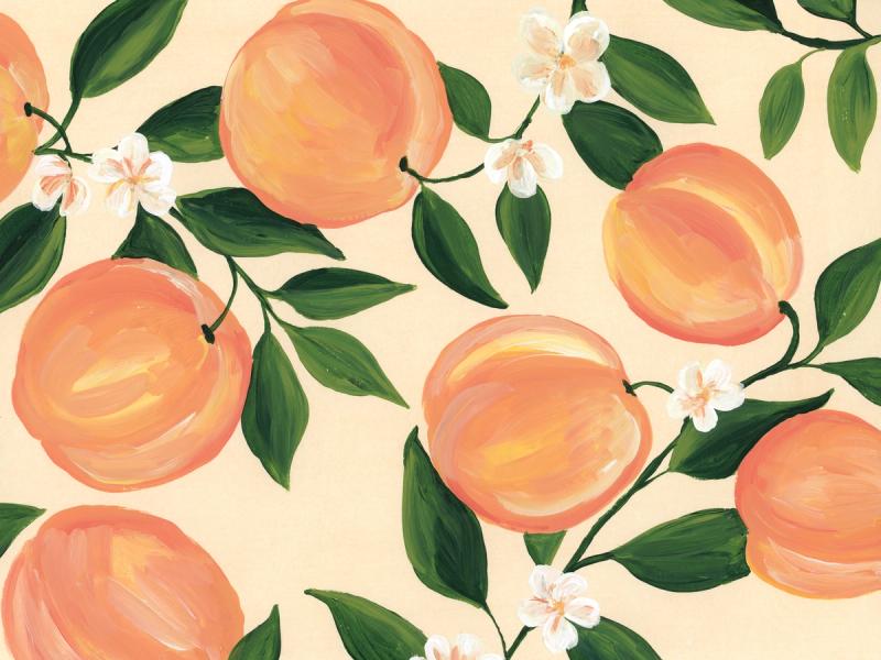 Garden Peaches wallpaper mural 100% PVC-free and non-toxic