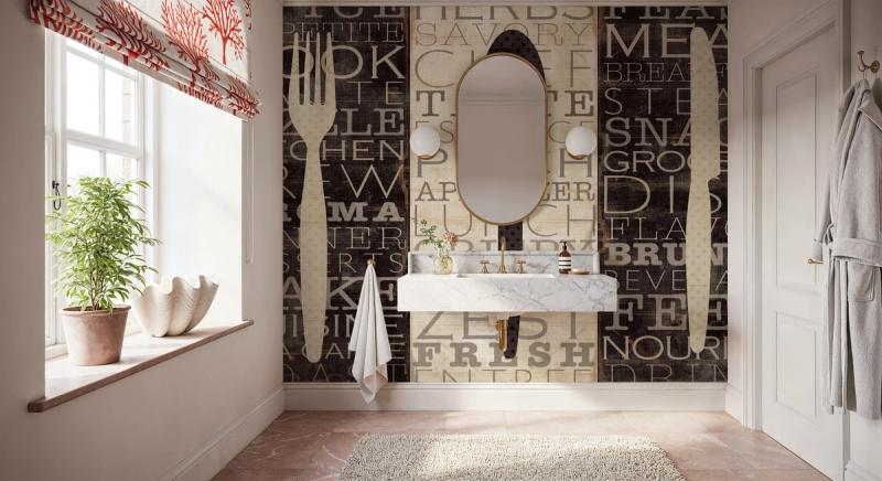 Kitchen Words Trio wallpaper mural 100% PVC-free and non-toxic