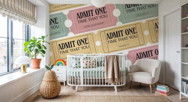 Admit One Time wallpaper mural 100% PVC-free and non-toxic