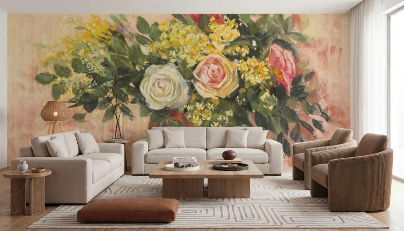 Country Roses wallpaper mural 100% PVC-free and non-toxic