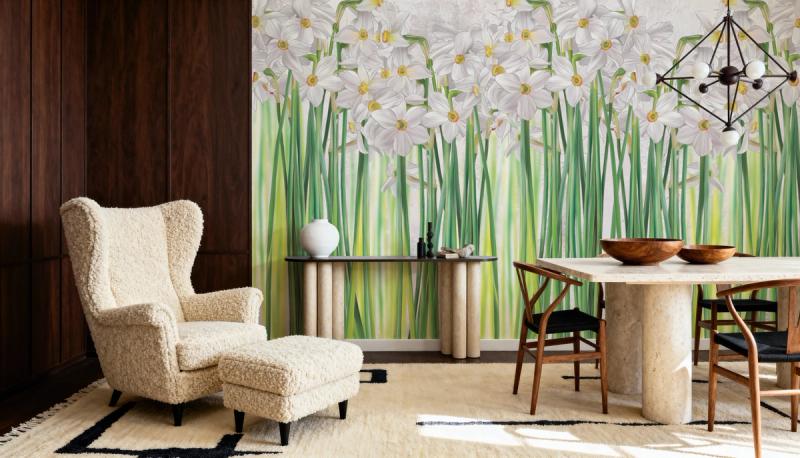 Daffodils meetup wallpaper mural 100% PVC-free and non-toxic