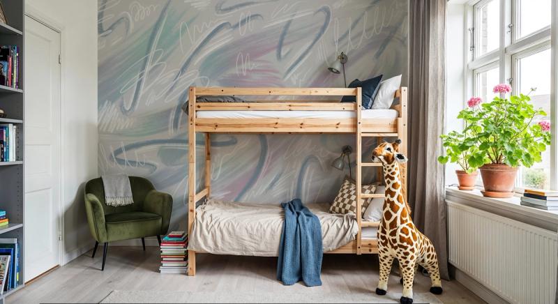 Scribble Flow, Pastel wallpaper mural 100% PVC-free and non-toxic