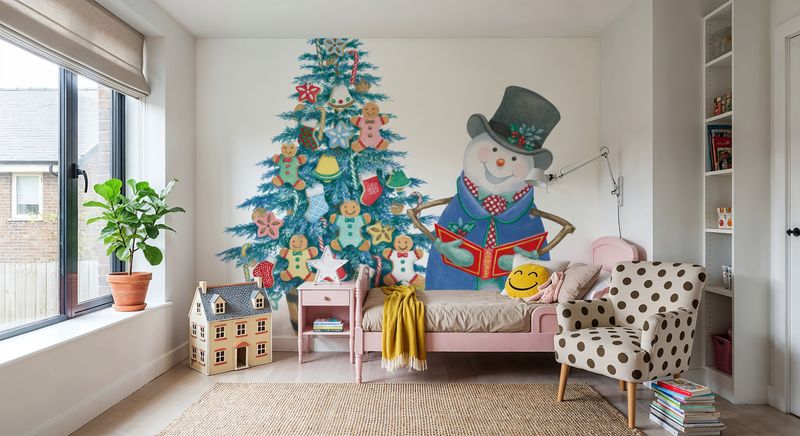 Main Street Christmas IX wallpaper mural 100% PVC-free and non-toxic