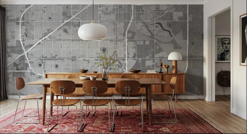 Lubbock Grey wallpaper mural 100% PVC-free and non-toxic