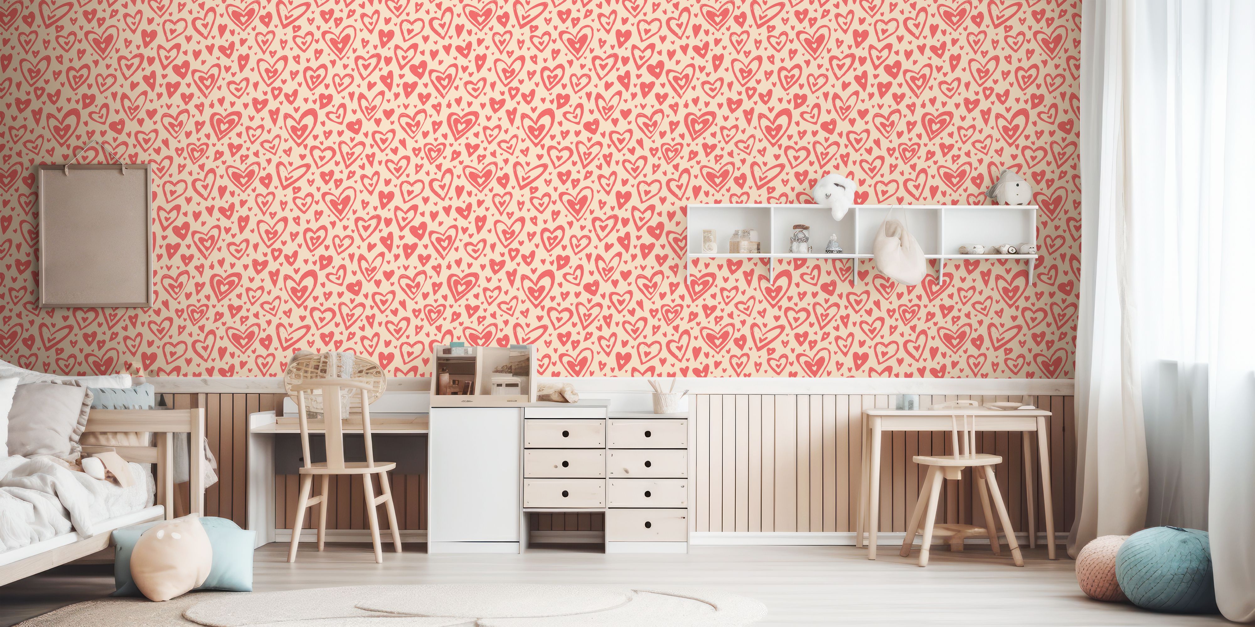 Block Print Herats, Pink wallpaper 100% PVC-free and non-toxic