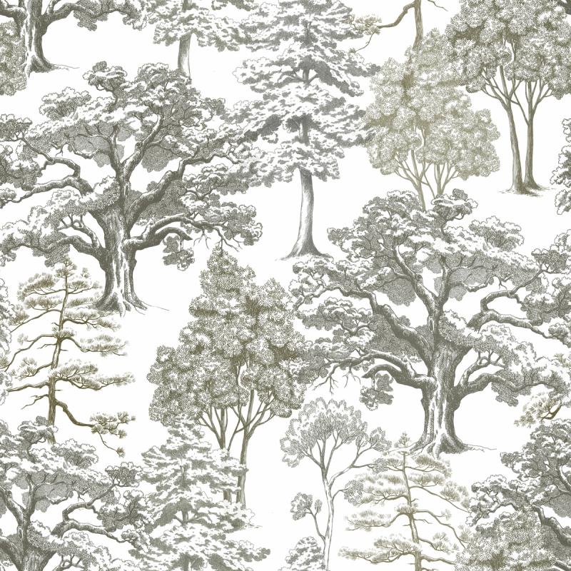 Park Trees, White wallpaper 100% PVC-free and non-toxic