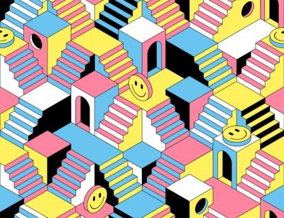 Smiley Maze wallpaper 100% PVC-free and non-toxic