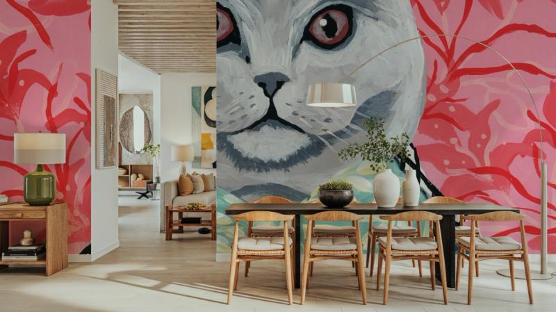 British Shorthair Dapper Cat wallpaper mural 100% PVC-free and non-toxic