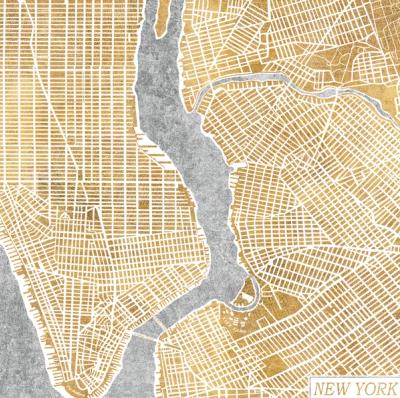 Gilded New York Map wallpaper mural 100% PVC-free and non-toxic