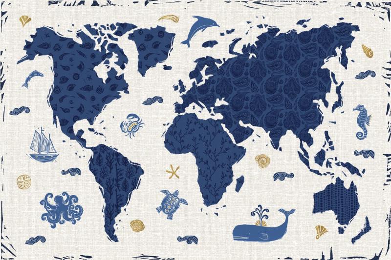 Sea This Map White wallpaper mural 100% PVC-free and non-toxic