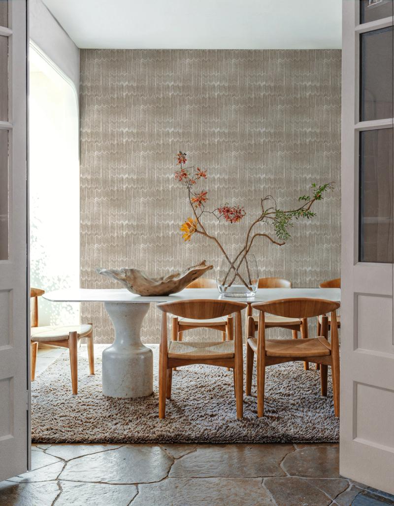 Staggered Zig-Zag, Ecru wallpaper 100% PVC-free and non-toxic