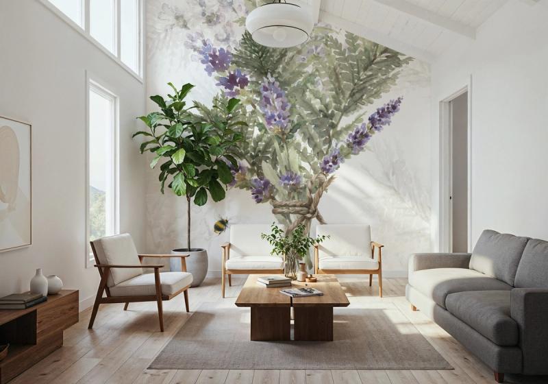 Fresh Lavender III wallpaper mural 100% PVC-free and non-toxic