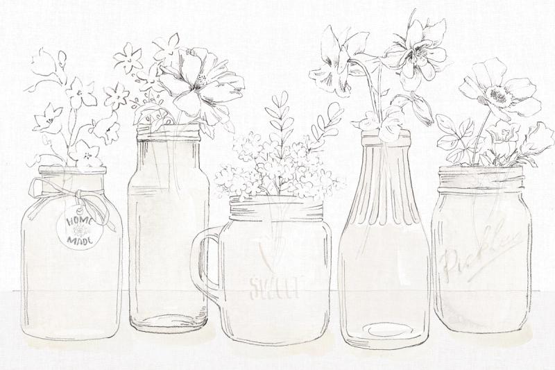 Forget Me Nots Lines wallpaper mural 100% PVC-free and non-toxic