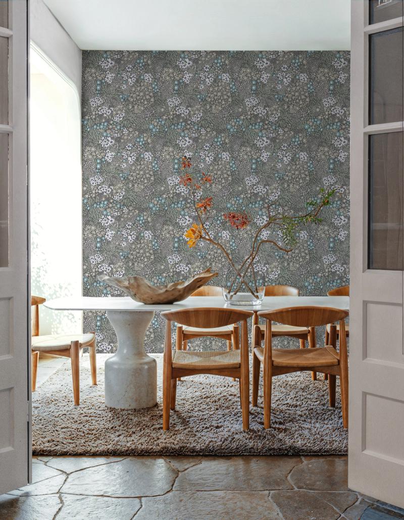 Floral Sparklers, Thyme wallpaper 100% PVC-free and non-toxic