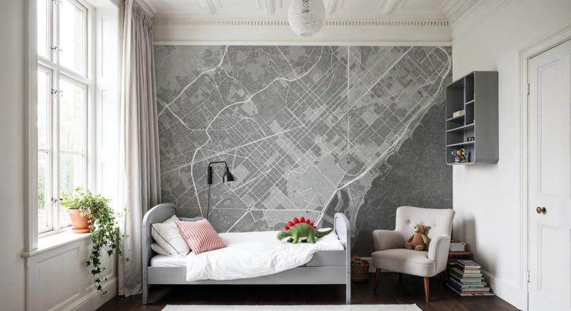 Barcelona Grey wallpaper mural 100% PVC-free and non-toxic