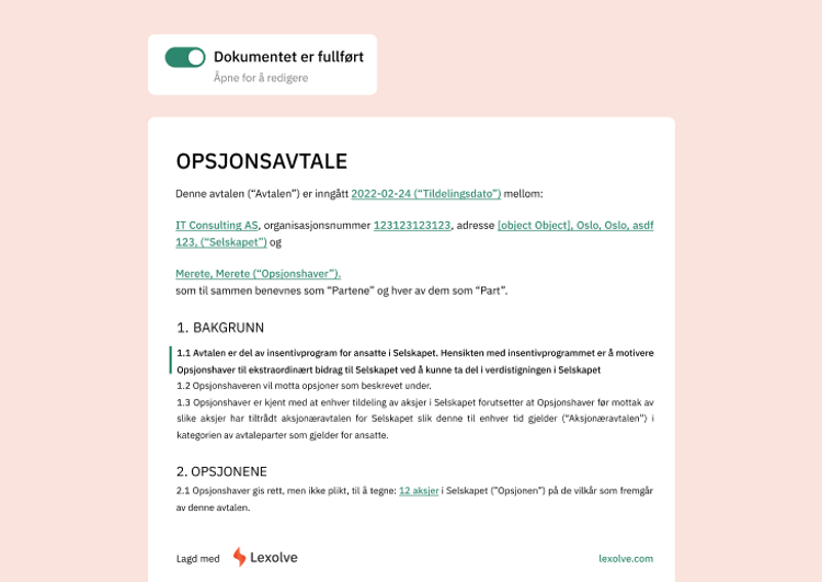Lexolve | Juridisk plattform for små bedrifter