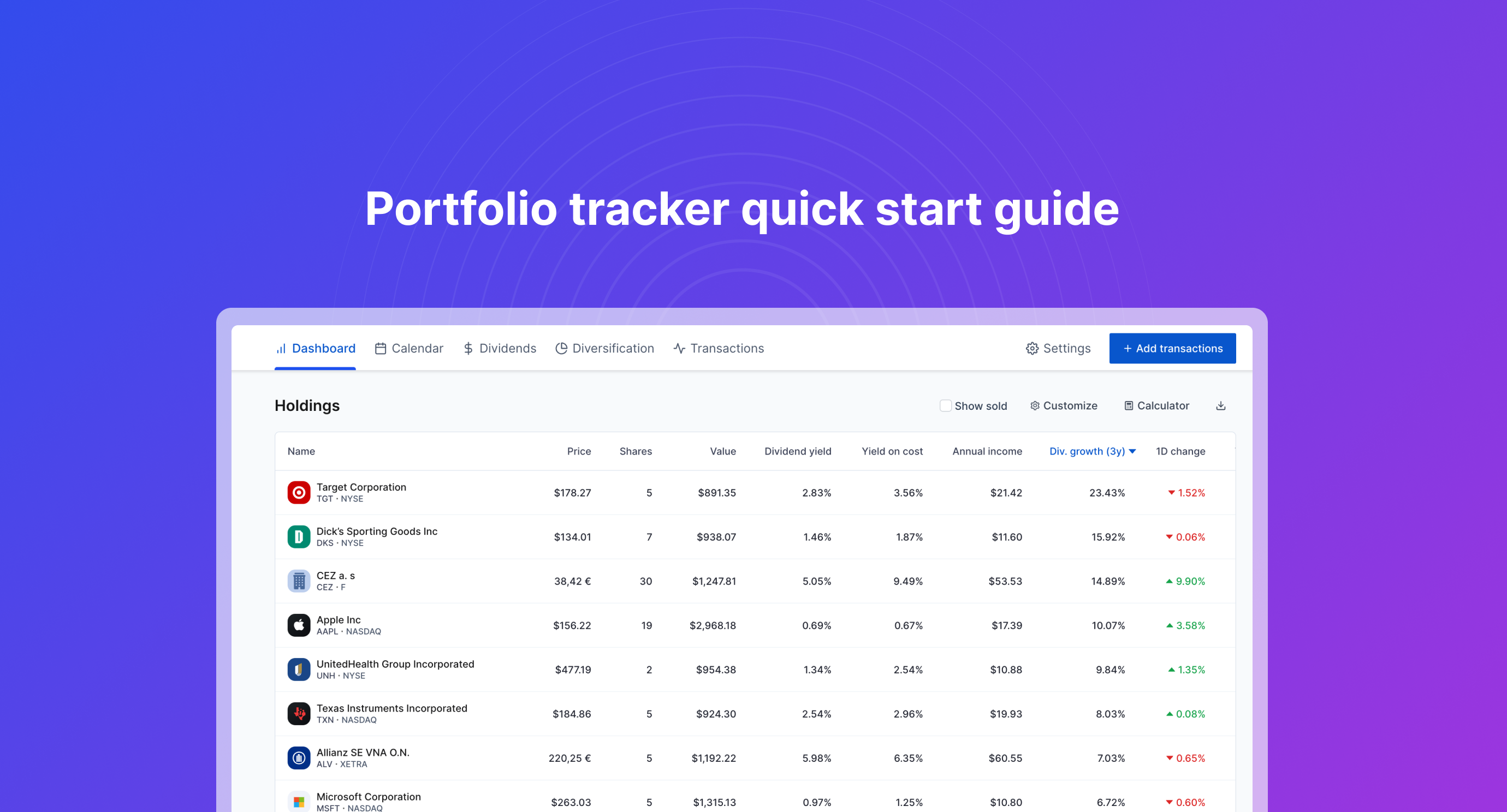 Introduction to Dividend.watch tracker