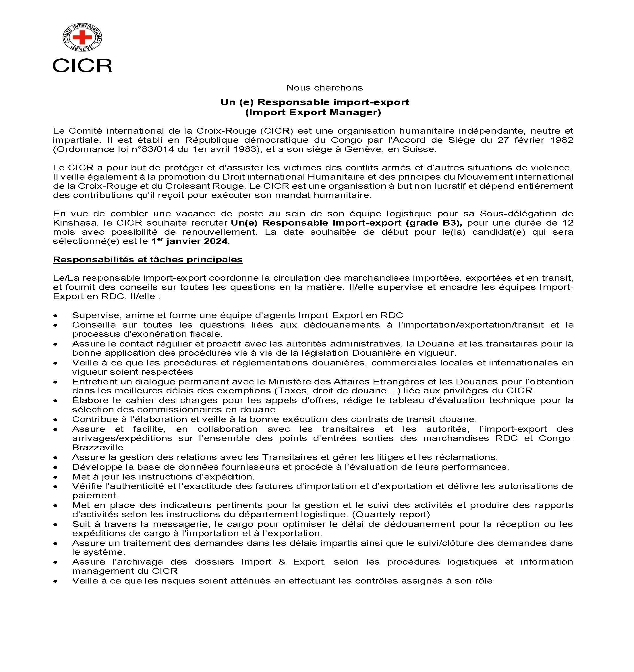 Un (e) Responsable import-Export | Aidapply Group - Optimise les ...