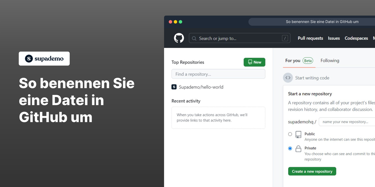 So benennen Sie eine Datei in GitHub um | Supademo Blog