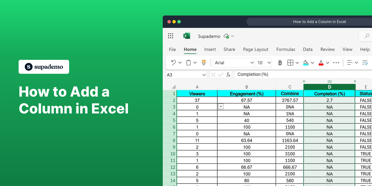 How to Add a Column in Excel | Supademo Blog