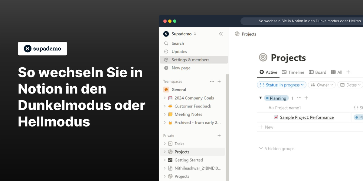 So wechseln Sie in Notion in den Dunkelmodus oder Hellmodus | Supademo Blog