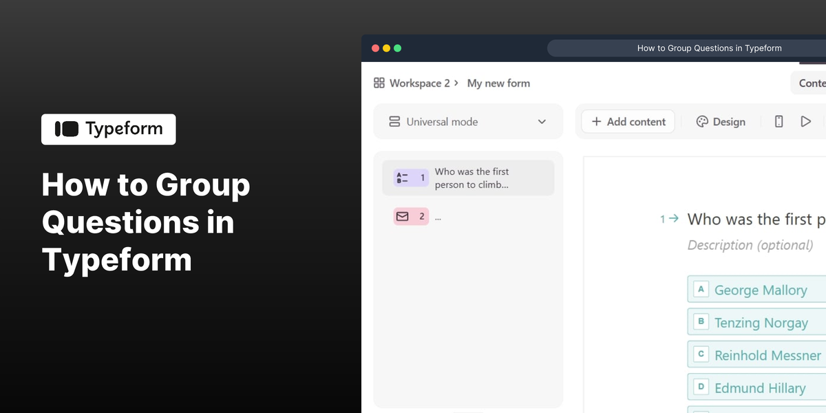 How to Group Questions in Typeform | Supademo Blog