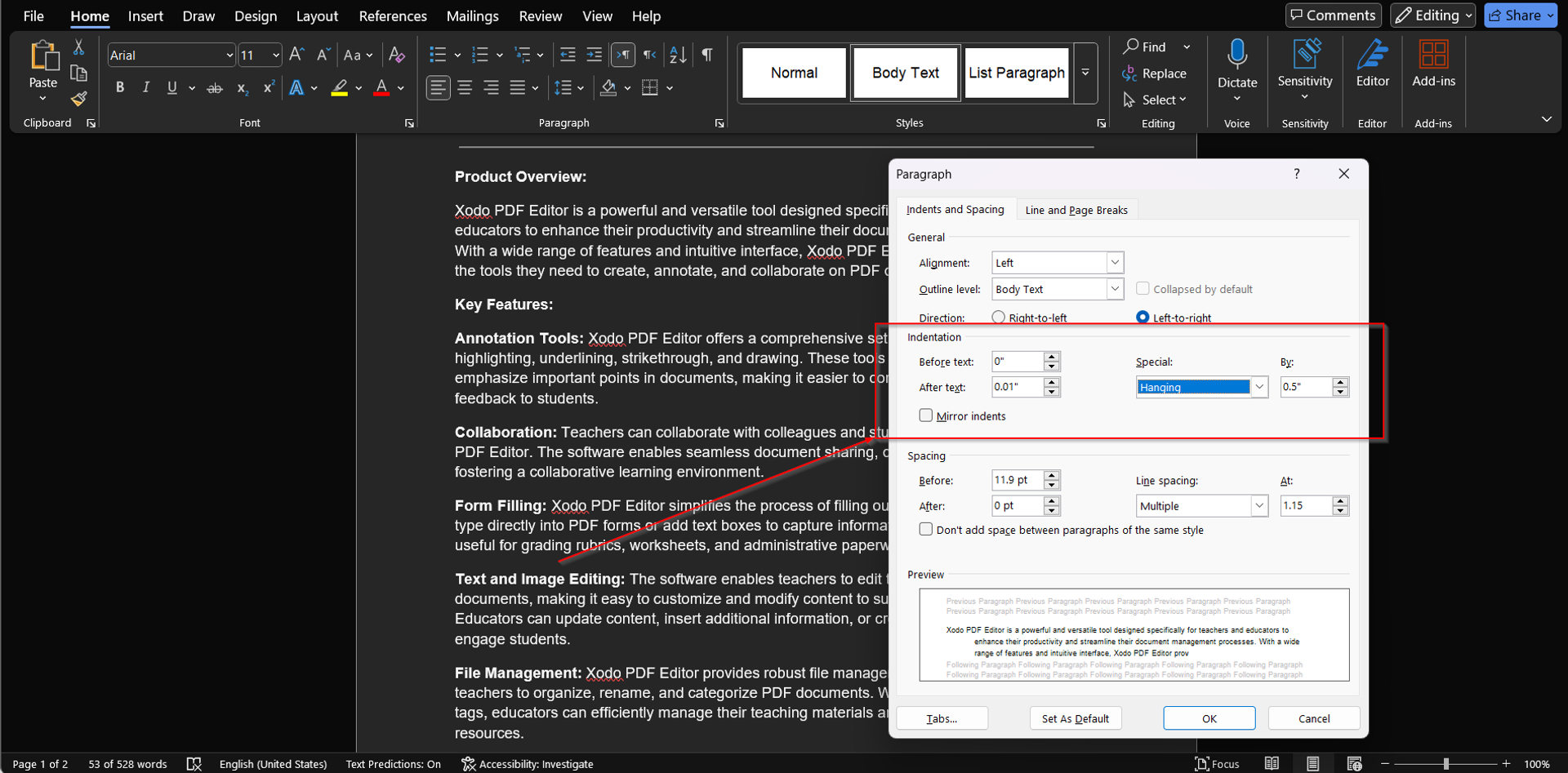 How to Create a Hanging Indent in Microsoft Word