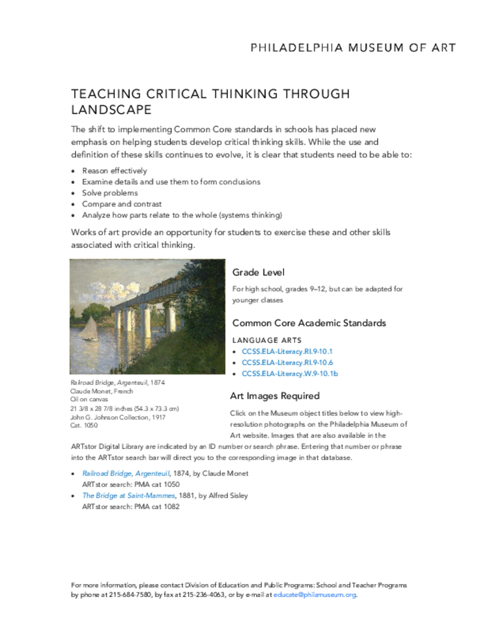 Teaching Critical Thinking Through Landscape