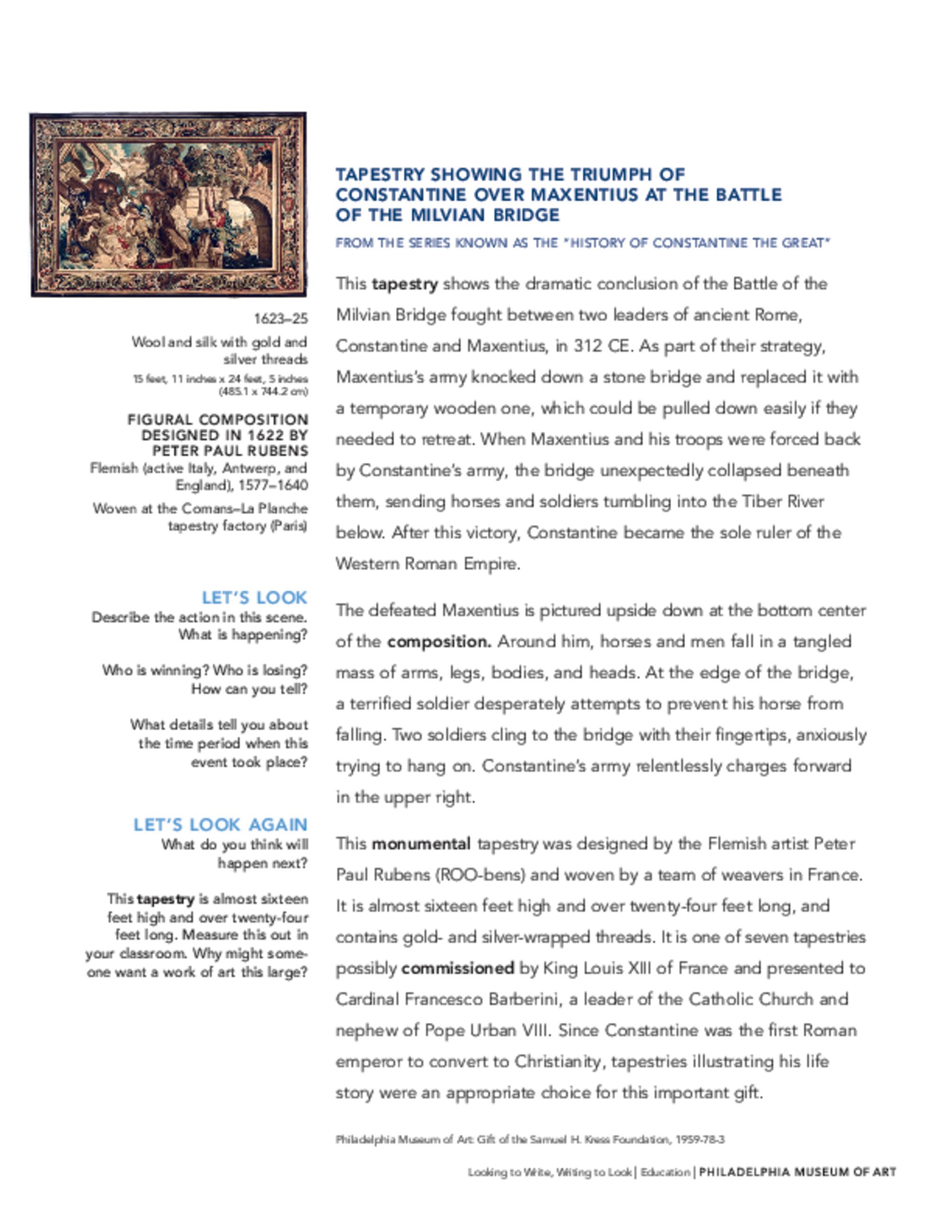 Tapestry Showing the Triumph of Constantine Over Maxentius at the ...