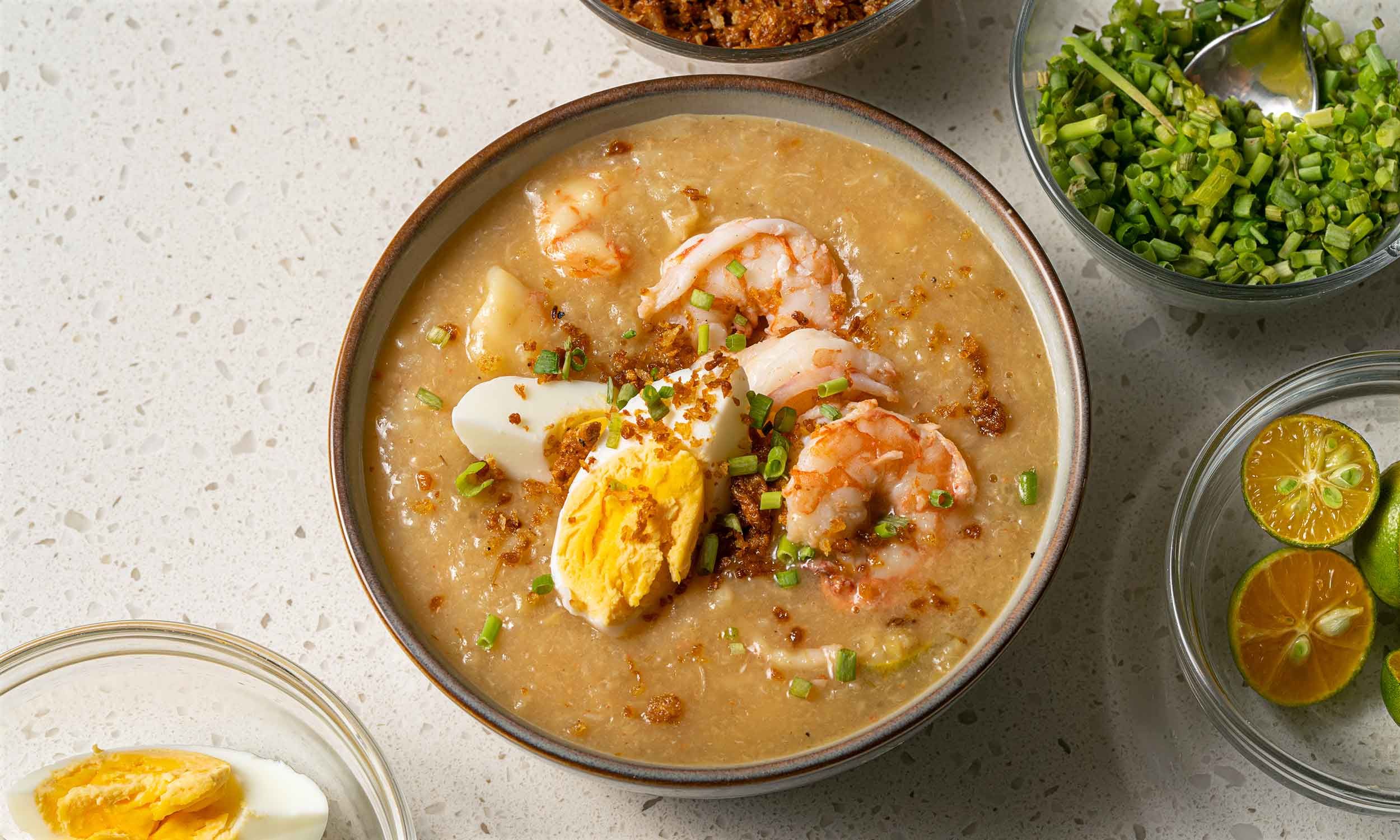 Shrimp Lugaw (Filipino Rice Porridge with Shrimp) Recipe | Pepper.ph