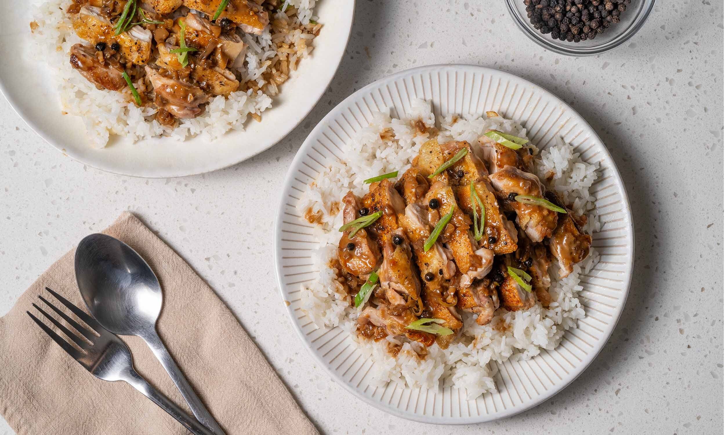 Crispy Chicken Thighs with Adobo sa Gata Gravy Recipe | Pepper.ph