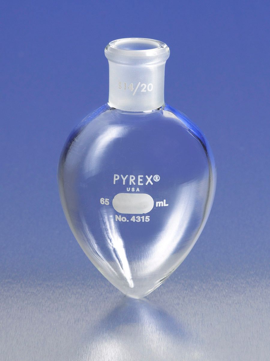 PYREX® 10 mL Pear-Shaped Boiling Flask, 14/20 Standard Taper Joint