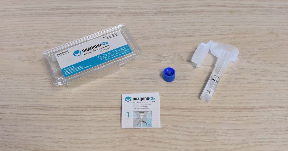 Sample collection instructions for the Oragene™•Dx device