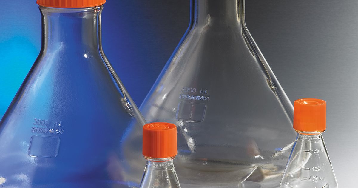 Corning® 1L Baffled Polycarbonate Erlenmeyer Flask with Flat Cap