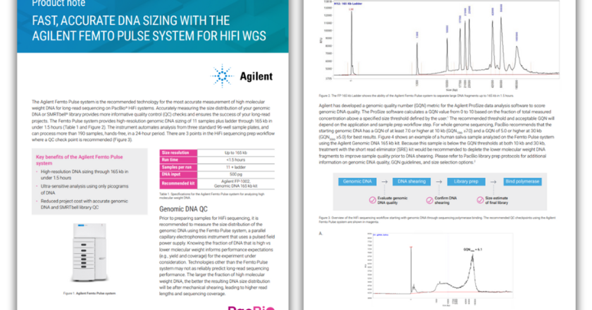 Fast, accurate DNA sizing with the Agilent Femto Pulse system for HIFI WGS