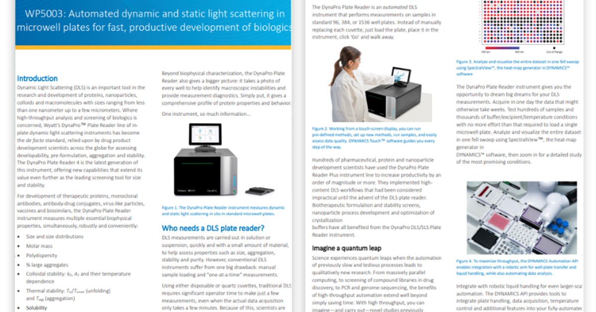 Automated dynamic and static light scattering in microwell plates for ...