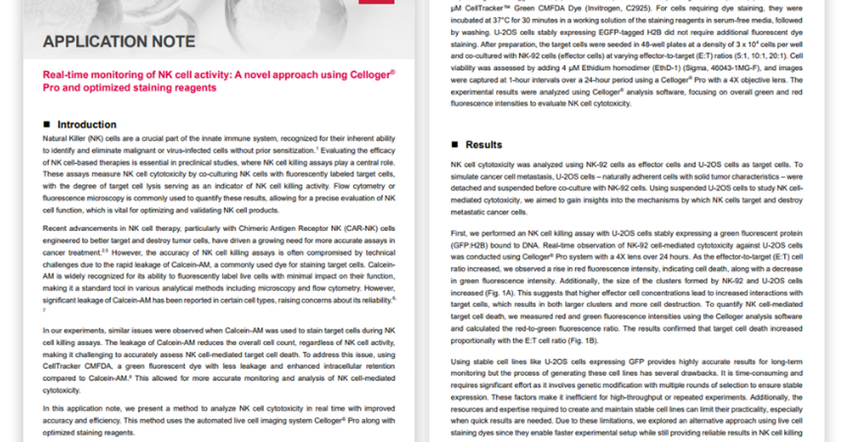 Real-time monitoring of NK cell activity: A novel approach using ...