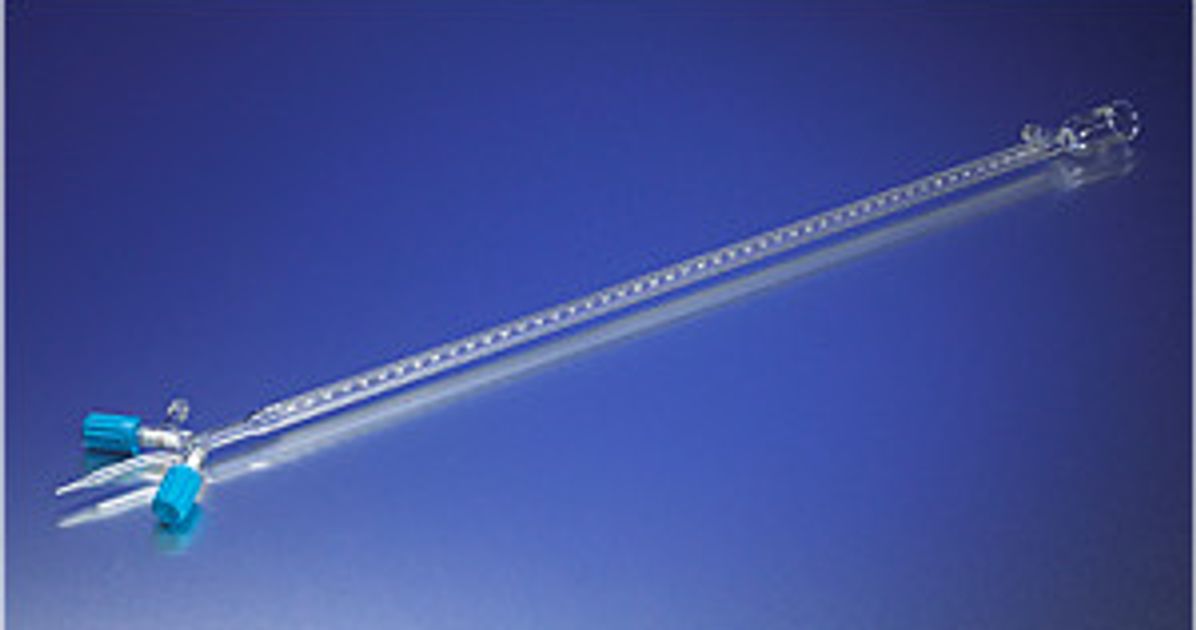 PYREX® 50 mL Buret with White Enamel Markings, with Dual Rotaflo® Stopcocks