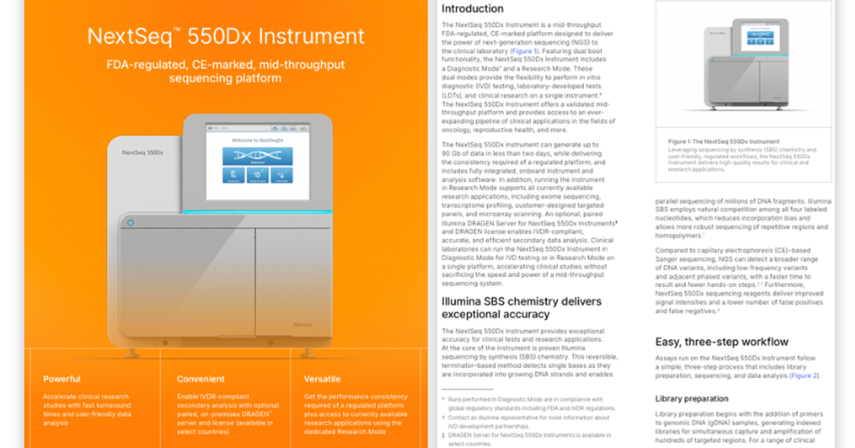 NextSeq 550Dx Instrument: FDA-regulated, CE-marked, mid-throughput ...