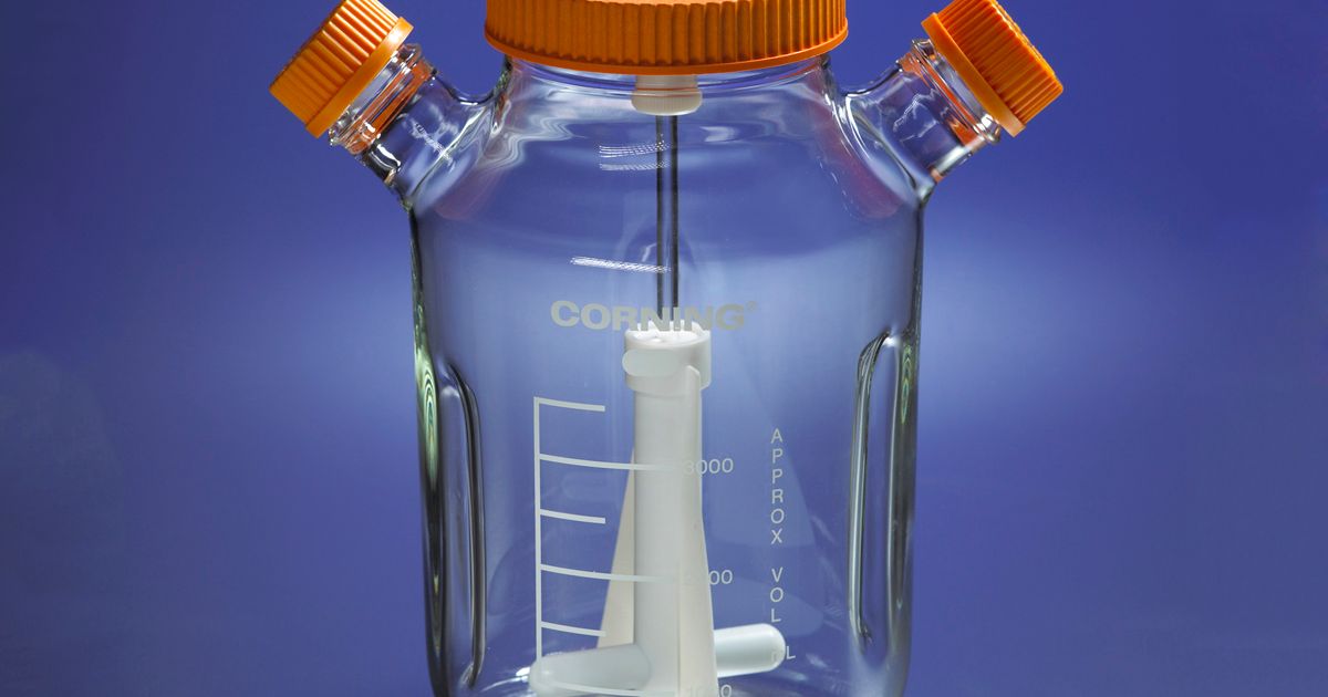 3L Corning® Reusable Glass Spinner Flask with 120 mm Flat Center Cap ...
