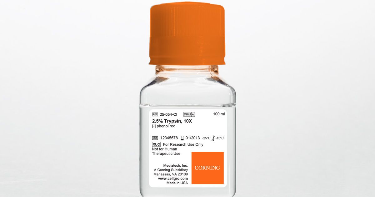 Corning® 100 mL Trypsin 10x, 2.5% Trypsin in HBSS [-] calcium, magnesium, phenol red, Porcine ...