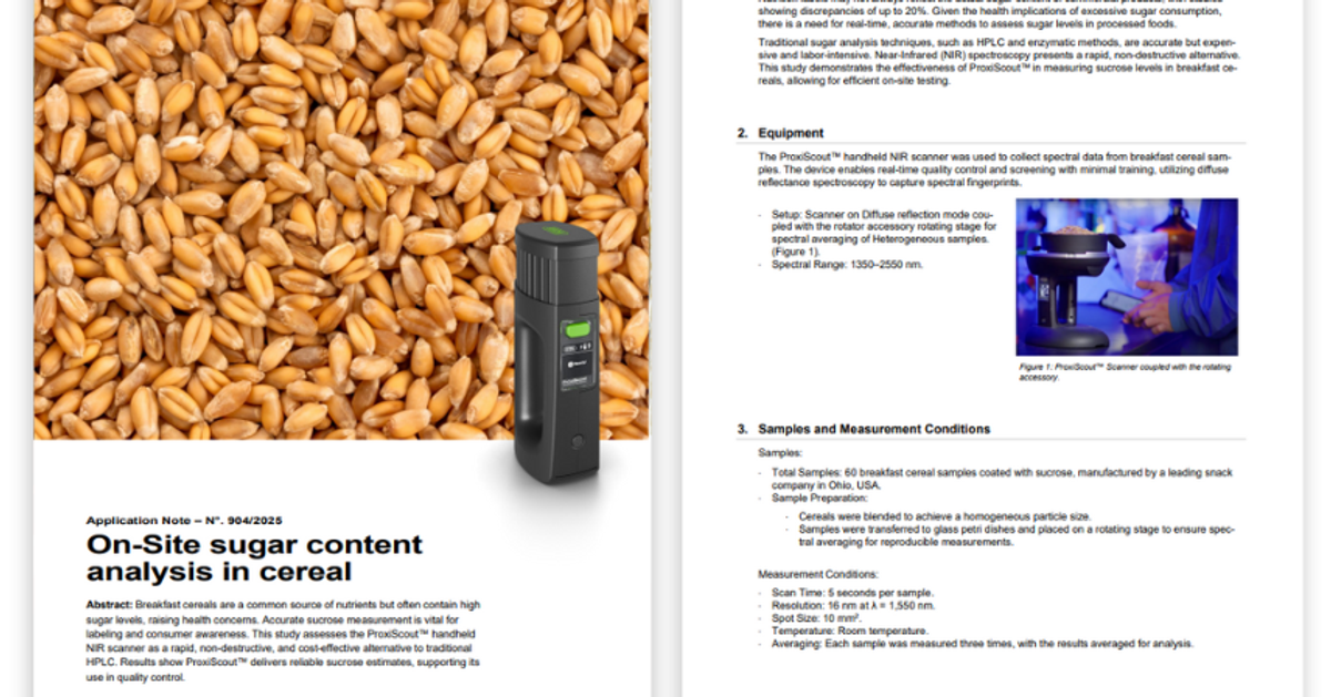 On-site sugar content analysis in cereal