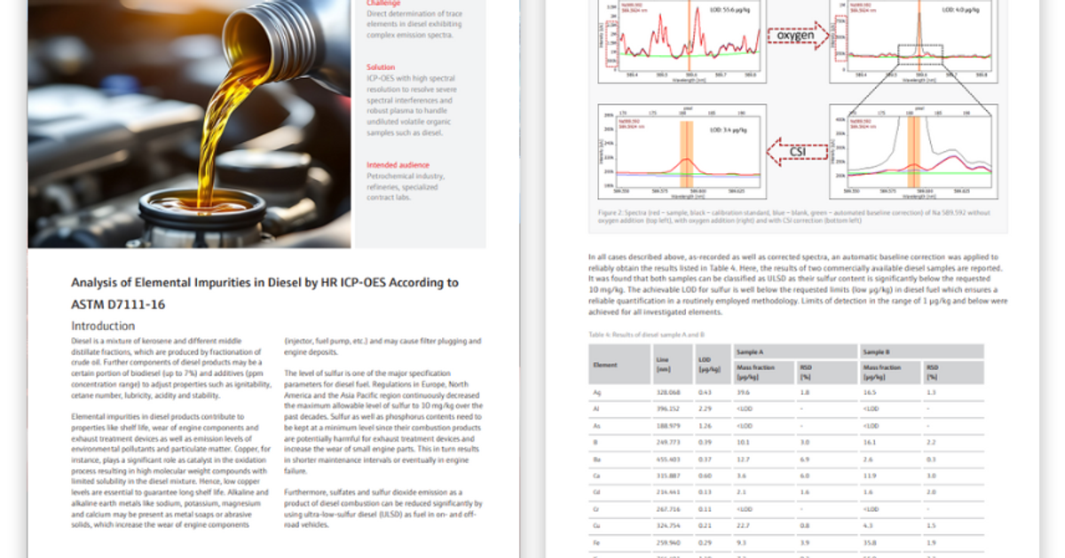 Analysis of elemental impurities in diesel by HR ICP-OES according to ...