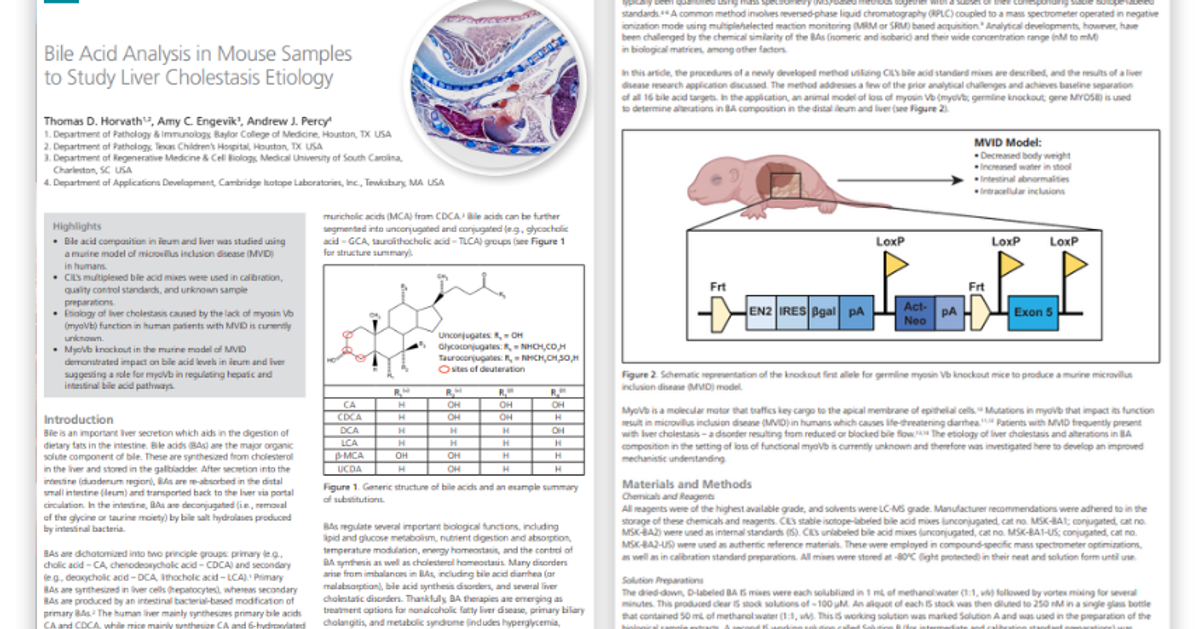 Bile acid analysis in mouse samples to study liver cholestasis etiology