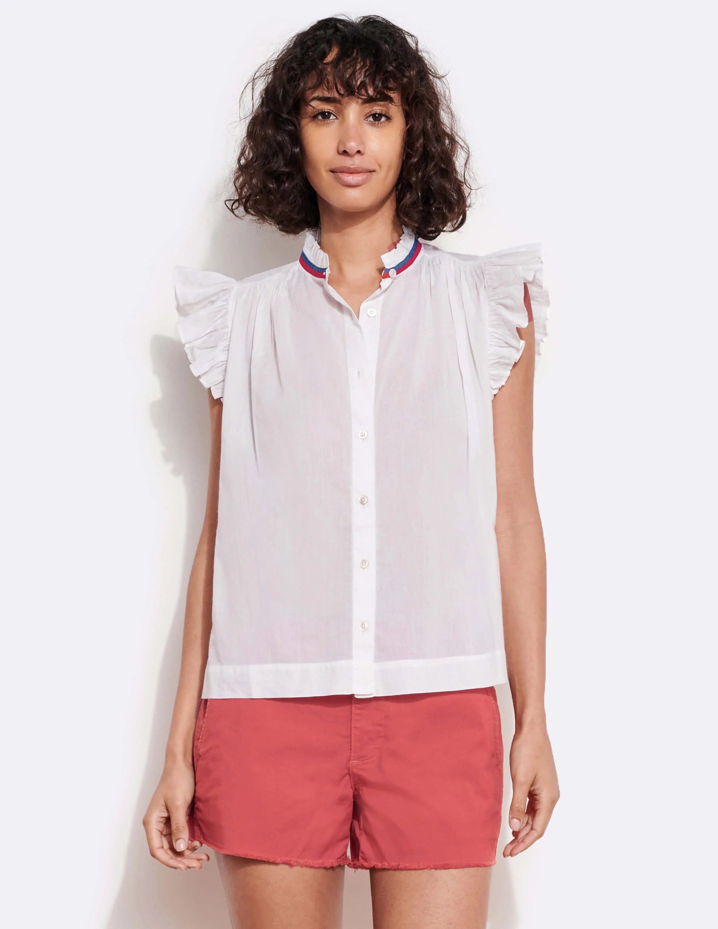Flutter Sleeve Button Top White | O2 Life
